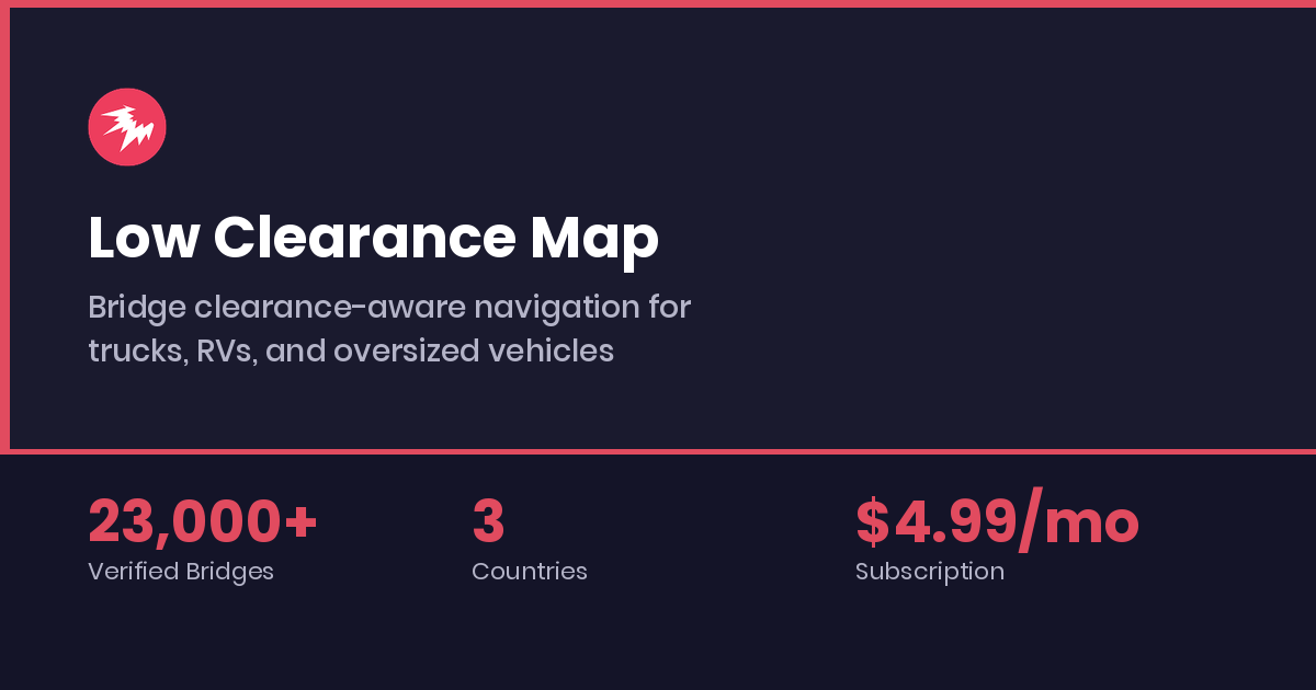 Bridge Clearance Data by State | Low Clearance Map